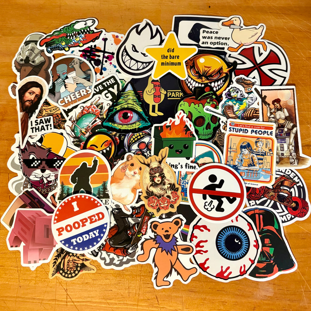 Pop culture sticker bomb pack - naughty / fun / art / skate / music ...