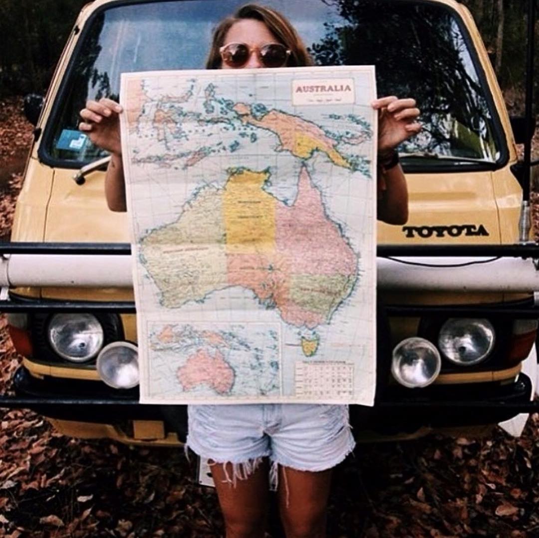 Australia vintage map chart poster print wall hanging – Six Things Shop ...