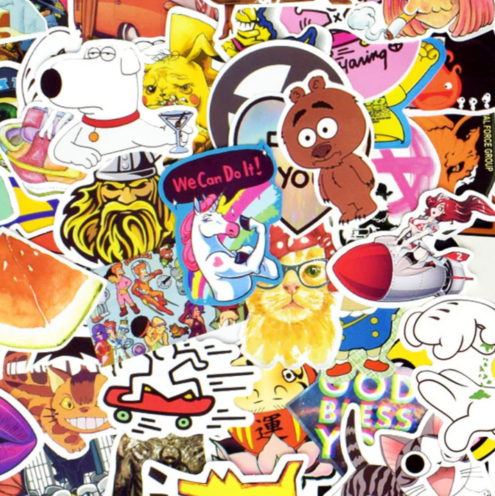 Pop culture sticker bomb pack - naughty / fun / art / skate / music ...