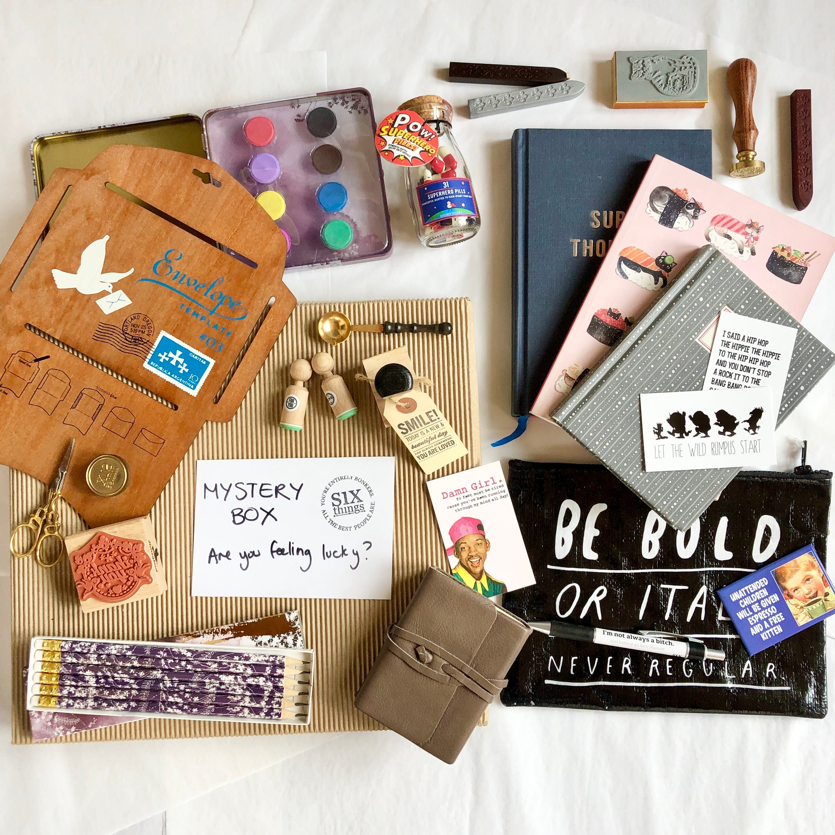 Stationery addict / office humour MYSTERY gift box – Six Things Shop ...